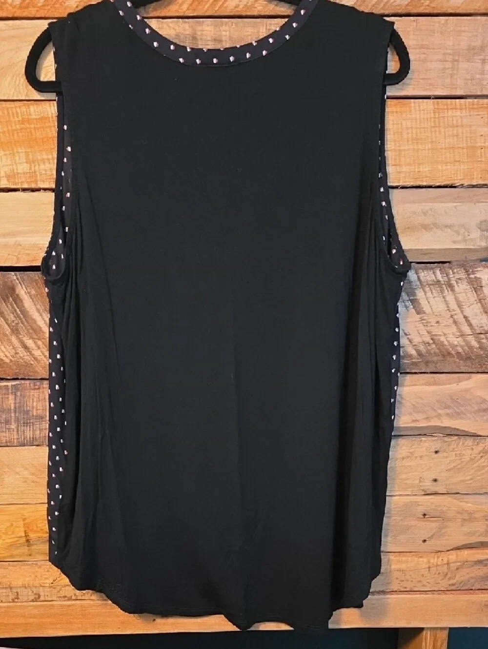 Papermoon | Tops | Papermoon Black Sleeveless Vsplit Top With Pink Dot ...
